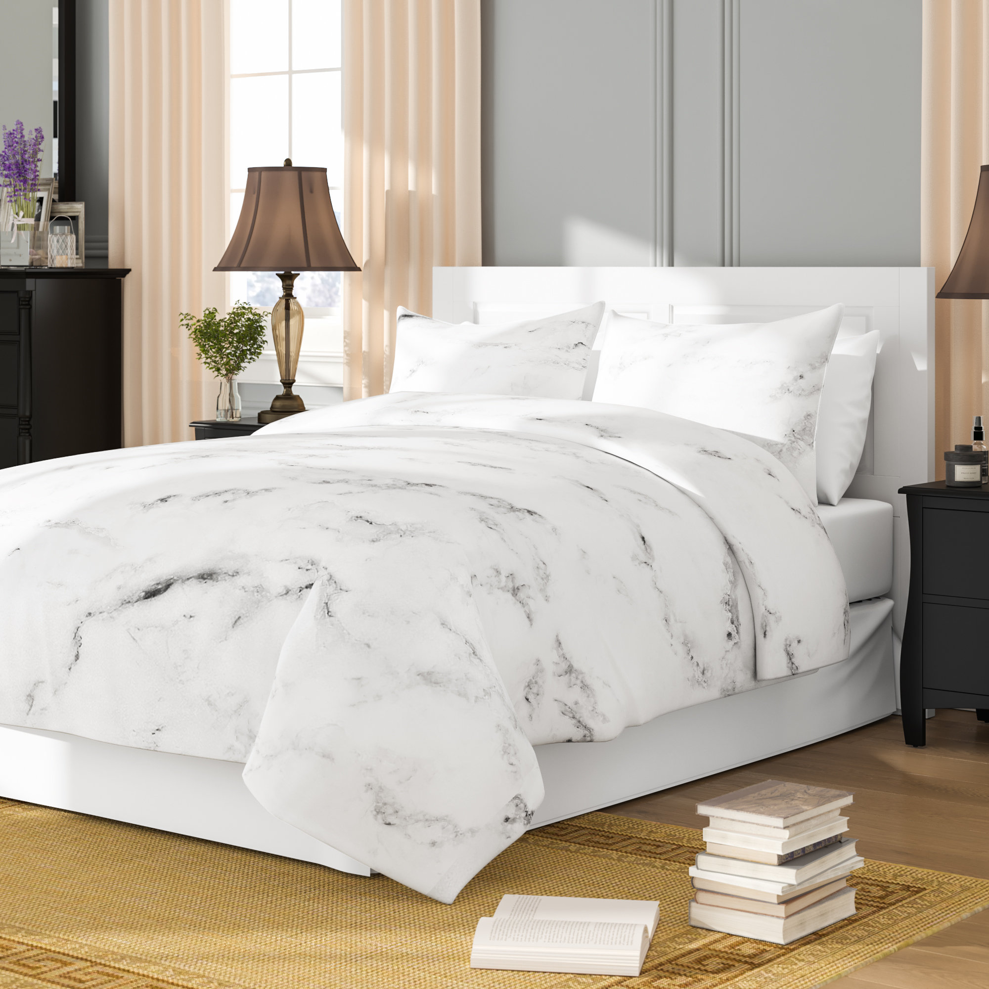 Sweet Jojo Designs Marble Black/White Microfiber Modern & Contemporary ...
