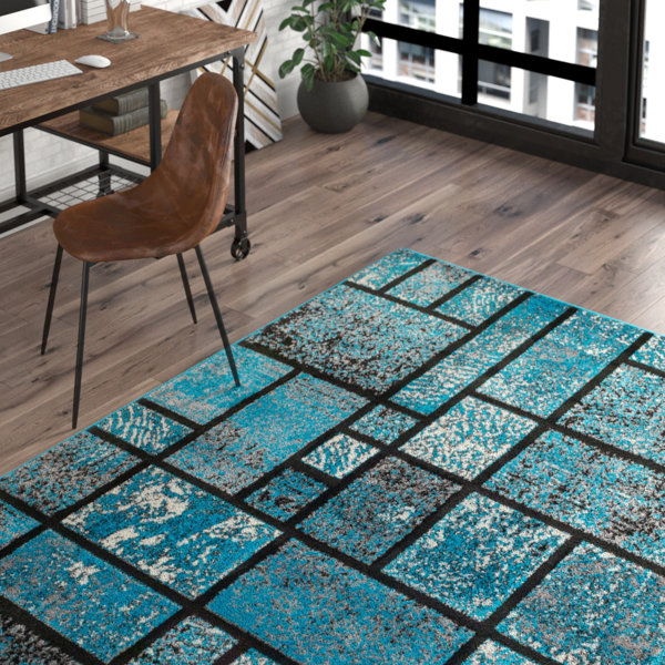 Williston Forge Aekerly Abstract Area Rug in Teal & Reviews | Wayfair