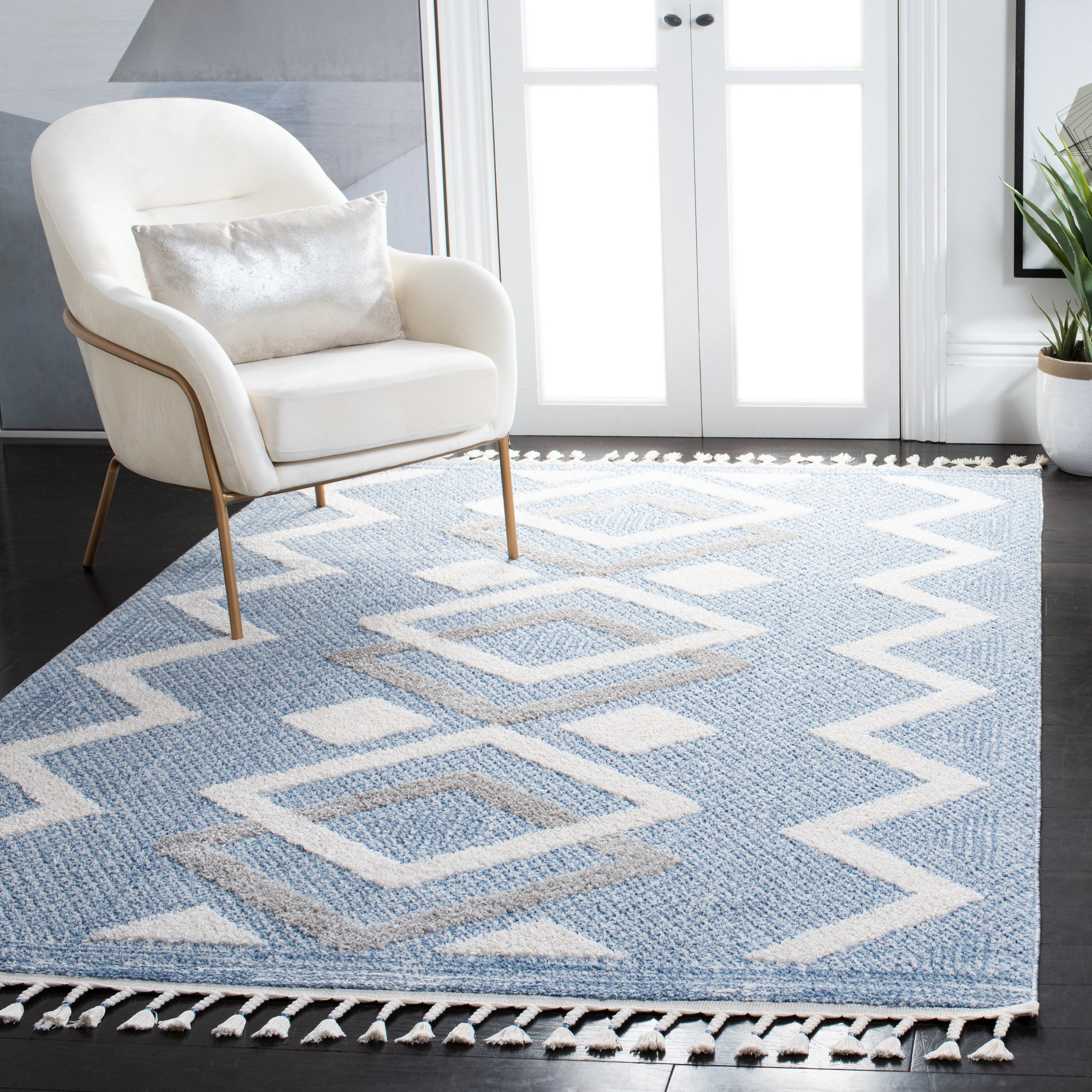 Union Rustic Sherwin Southwestern Ivory/Light Blue Area Rug | Wayfair