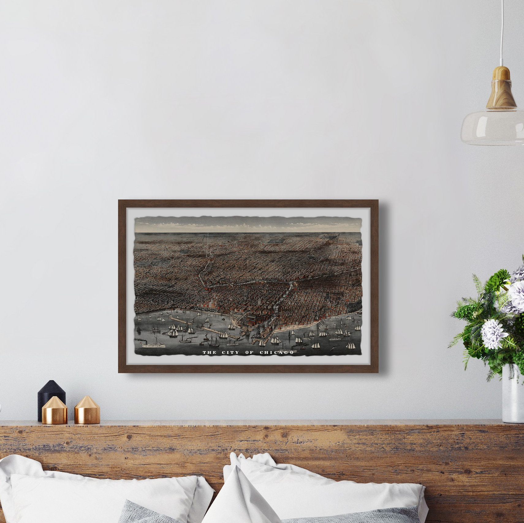 Charlton Home® Bird's Eye View Of City Of Chicago - Picture Frame ...