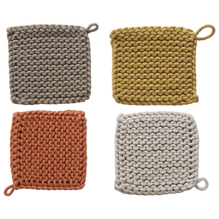 Creative Co-Op Square Cotton Crocheted Potholder | Wayfair