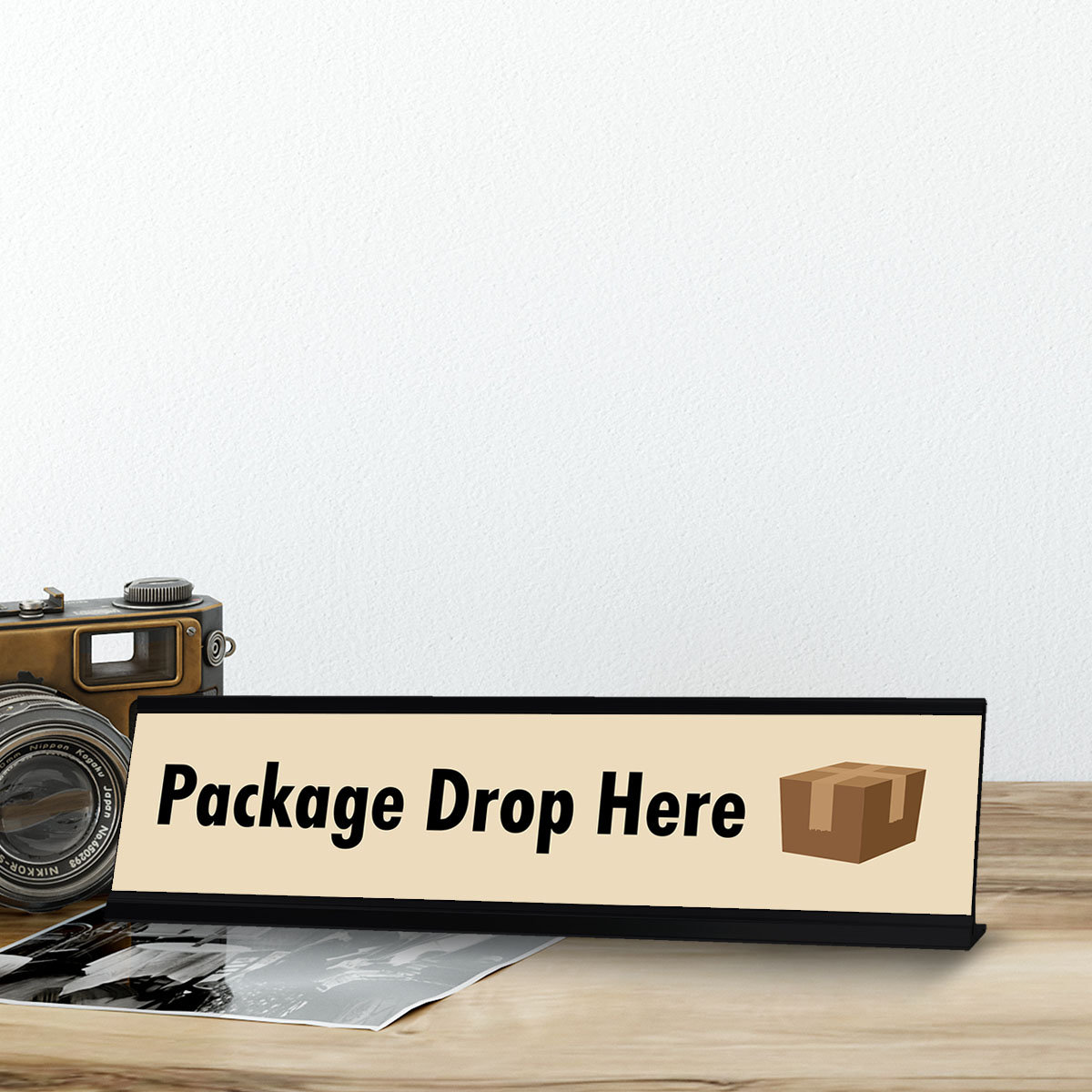 Signs ByLITA Package Drop Here Standard Desk Sign | Wayfair