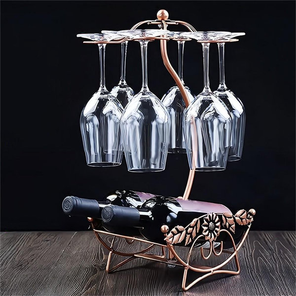 House of Hampton® Metal Countertop Wine GlassStand With2 Bottle And 6 ...