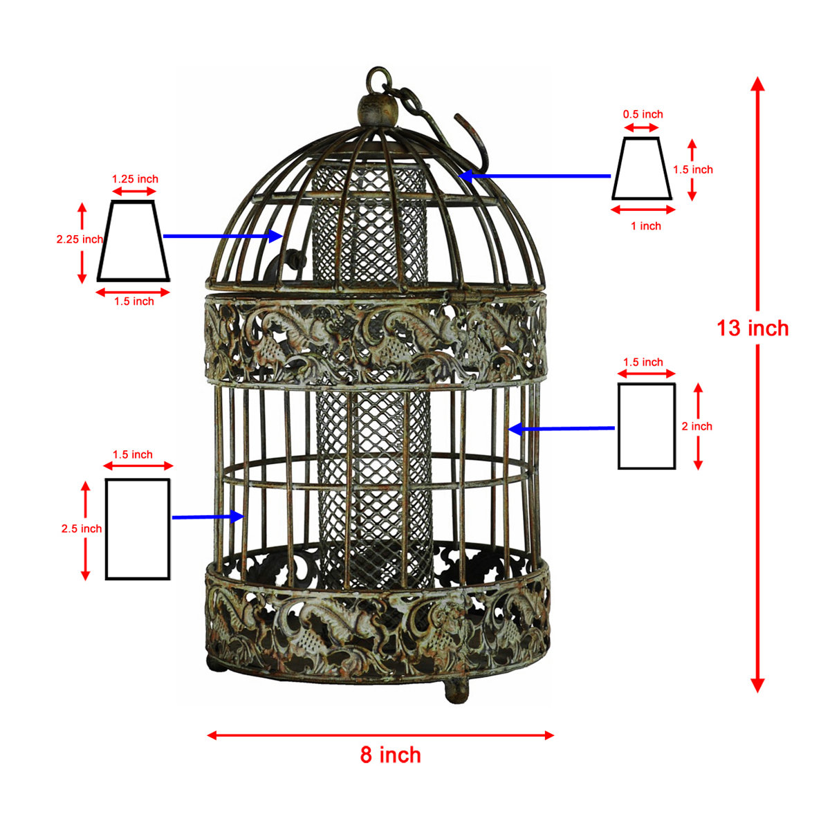 Fleur De Lis Living Hartzell Squirrel Proof Caged Hopper Bird Feeder ...