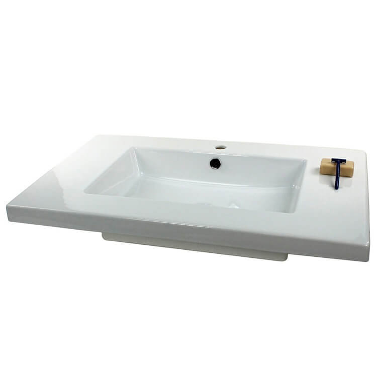Ceramica Tecla Mars Glossy White Ceramic Rectangular Wall Mount ...