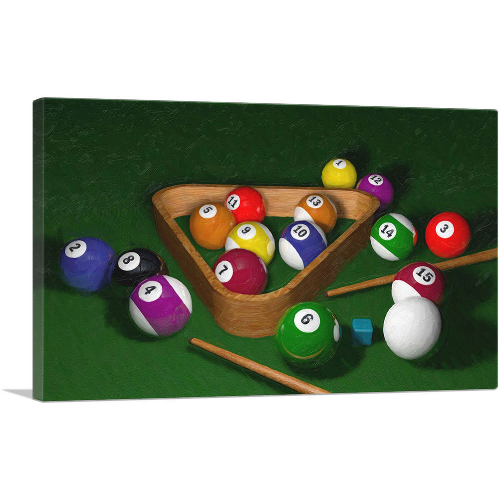 ARTCANVAS Billiard Balls Painting Home Decor - Wrapped Canvas Painting ...