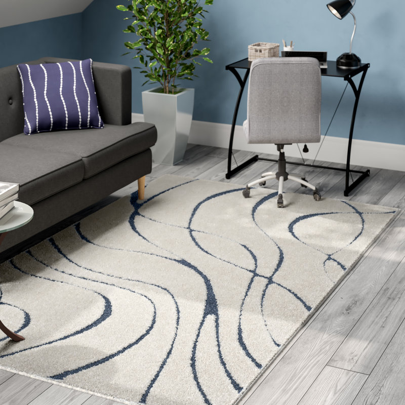Ebern Designs Stacie Abstract Navy Blue/Ivory Area Rug & Reviews | Wayfair
