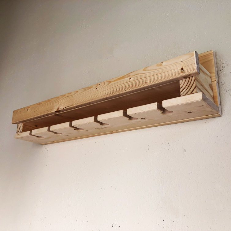 Millwood Pines Rothermel 8 Bottle Solid Wood Wall Mounted Wine Bottle ...