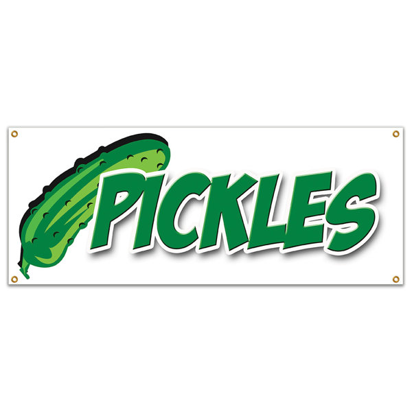 SignMission PICKLES BANNER SIGN Sour Fried Dill Kosher Pickle Barrel ...
