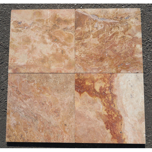 Stone & Tile Shoppe, Inc. Rojo 12'' x 12'' Travertine Stone Look Wall ...