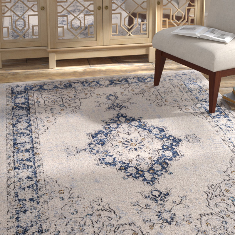 Bungalow Rose Chamberlain Navy/Teal Area Rug & Reviews | Wayfair