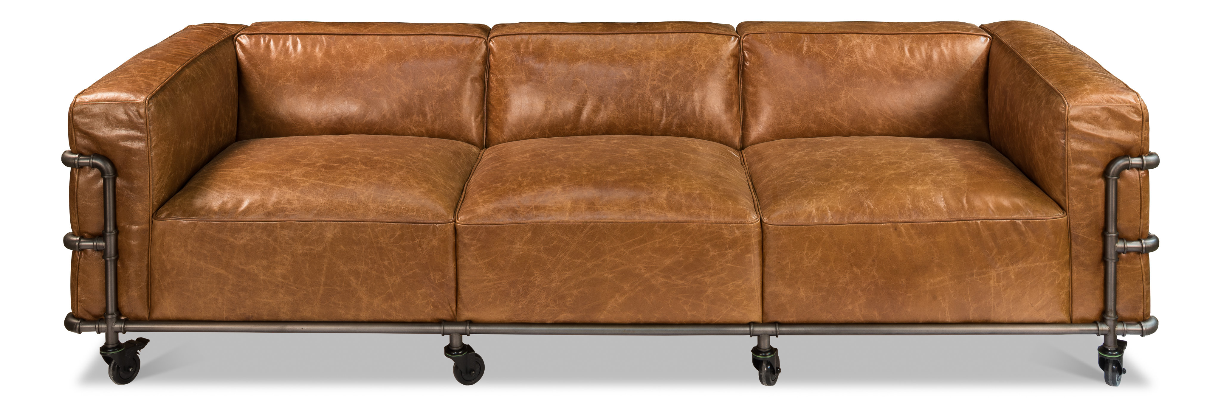 Sarreid Ltd Antwerp 102'' Genuine Leather Tuxedo Arm Sofa | Wayfair