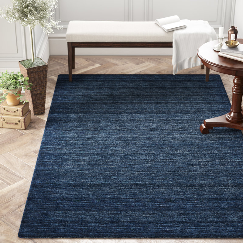 Ludlow Handwoven Wool Dark Blue Area Rug & Reviews | Birch Lane
