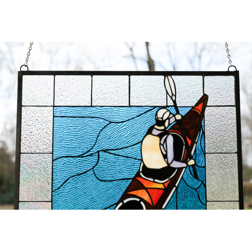 Winston Porter Boat Canoe Stained Glass Window Panel | Wayfair