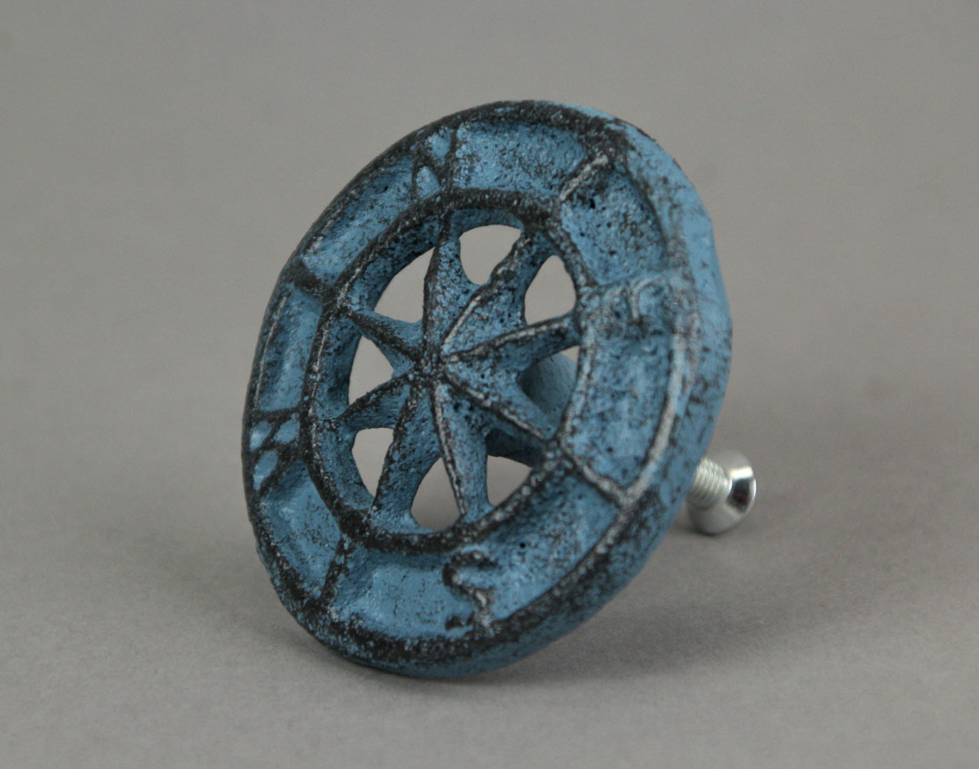 Zeckos Set Of 12 Light Blue Cast Iron Compass Rose Drawer Pulls Cabinet ...
