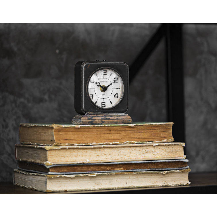 Williston Forge Pewter with Distressed Ivory Face Mantle Clock ...
