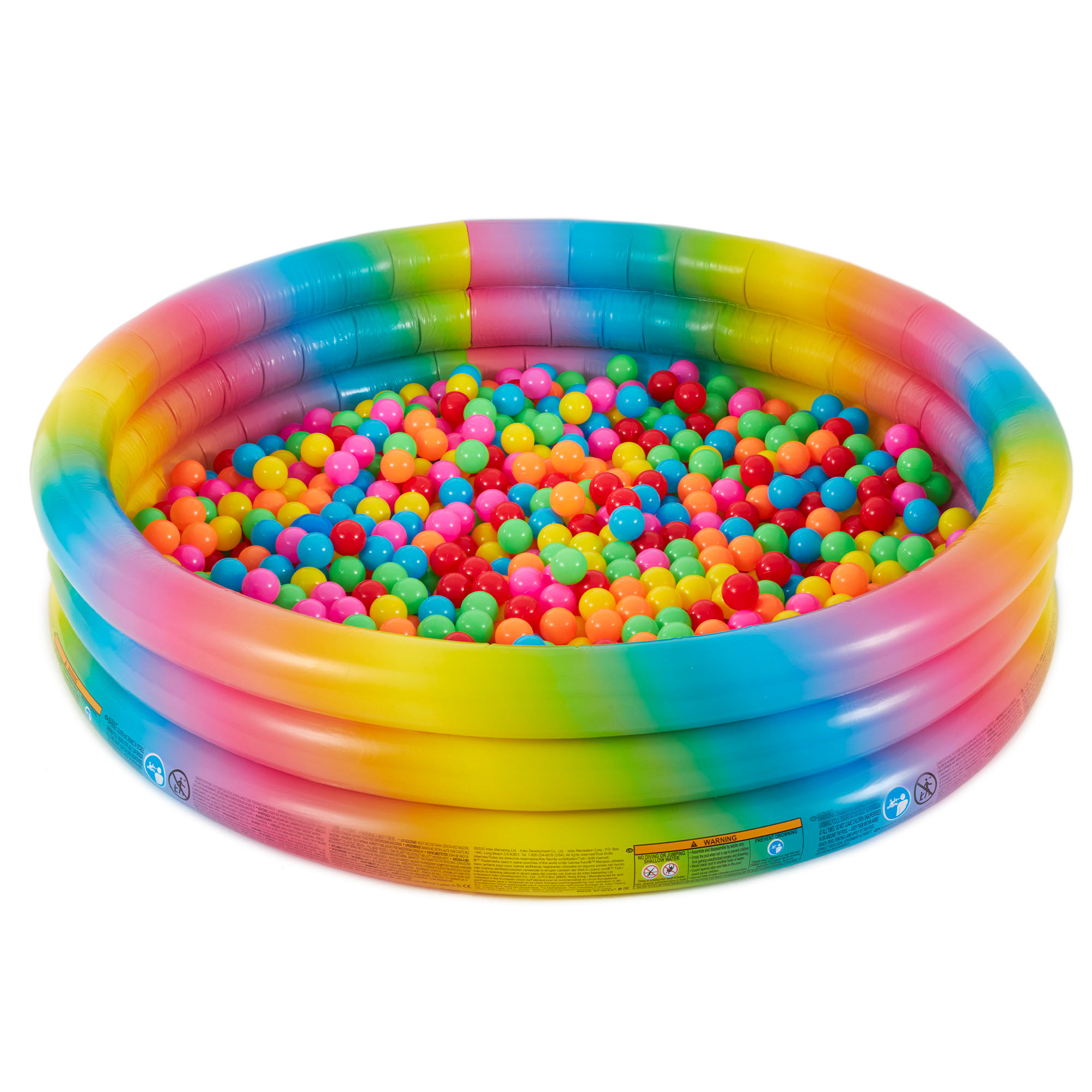 Intex Rainbow Ombre Inflatable Swimming Pool W/Multi-Colored Fun Ballz ...