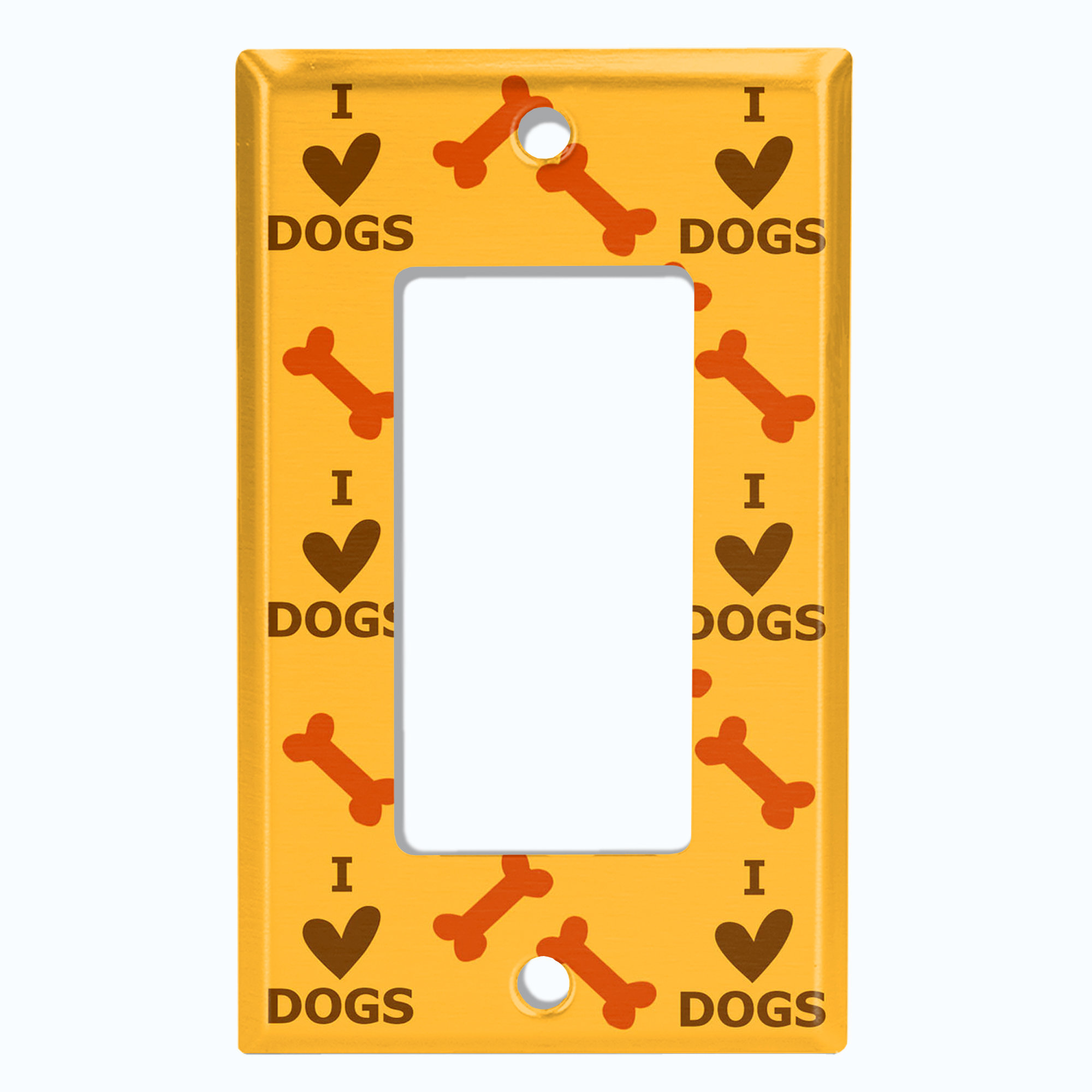 WorldAcc I Love Dogs Heart Crosshatch Bone 1-Gang Toggle Light Switch ...