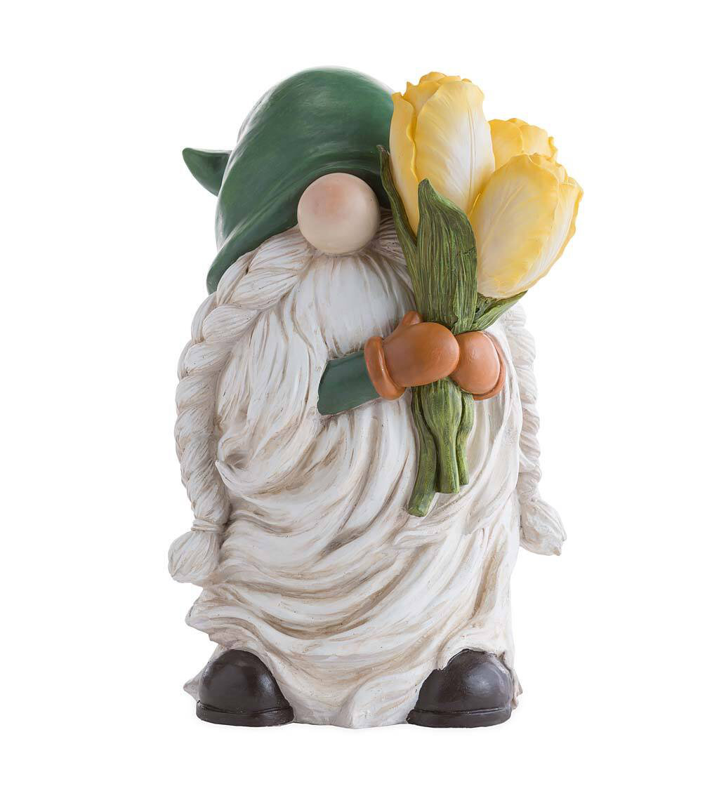 Wind & Weather Long-Bearded Gnome with Solar Lighted Flowers | Wayfair