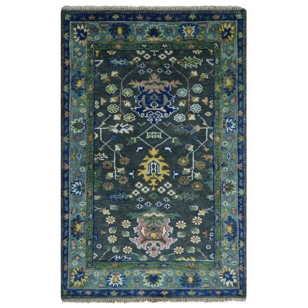 Bungalow Rose Panameno Handmade Hand-Knotted Blue/Green Rug | Wayfair