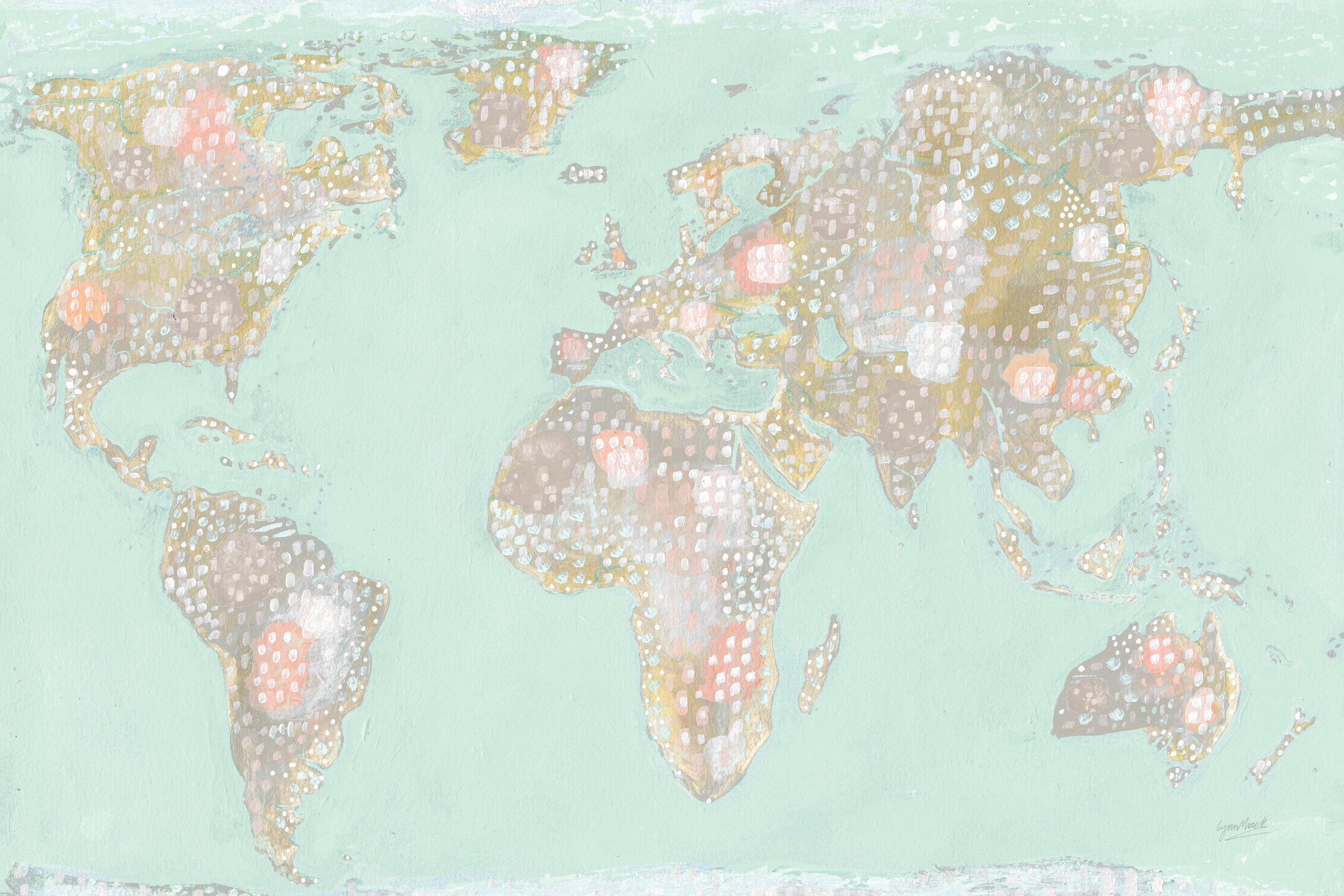 Canora Grey map Artsy World Map, Mint Green, Map Of World, Spots ...