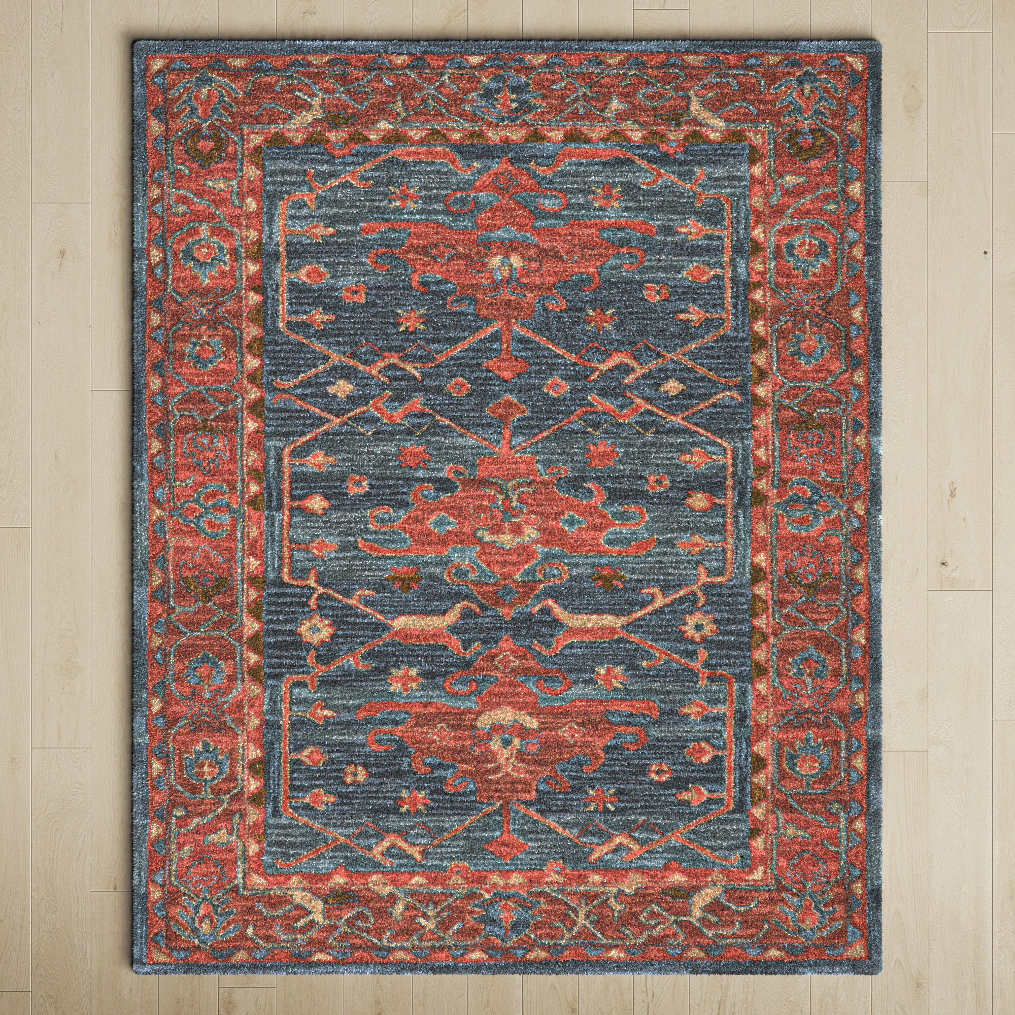 Birch Lane™ Corla Handmade Hand Tufted Wool Rust/Blue Rug & Reviews ...