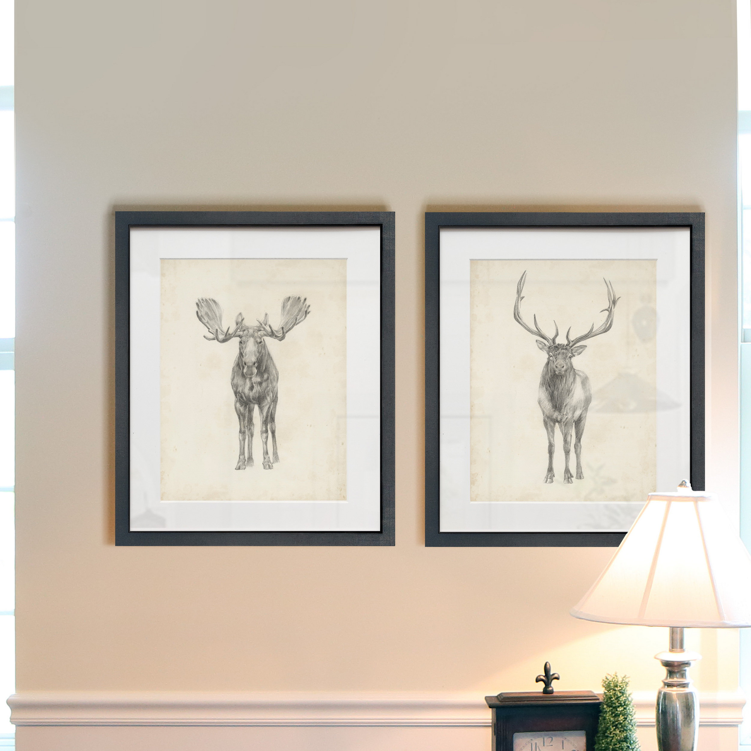 Loon Peak® Moose Study - 2 Piece Picture Frame Graphic Art | Wayfair