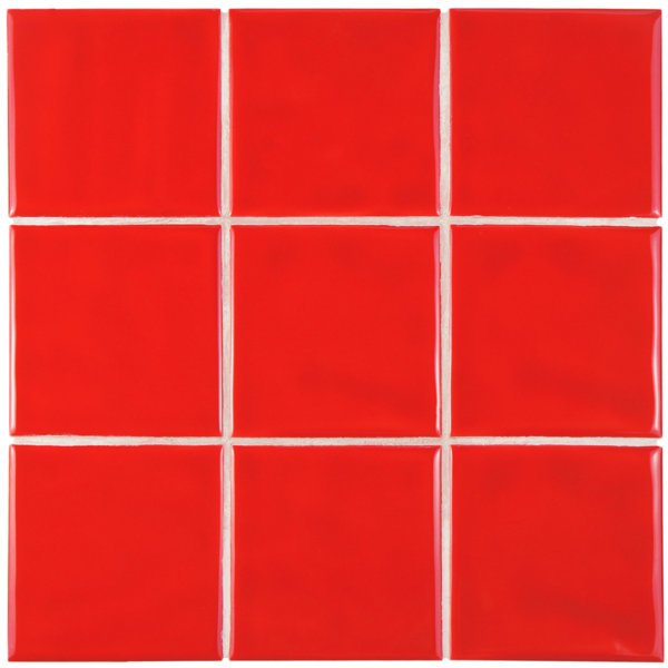 EliteTile Contour Square 3.75" x 3.75" Ceramic Field Tile in Red | Wayfair