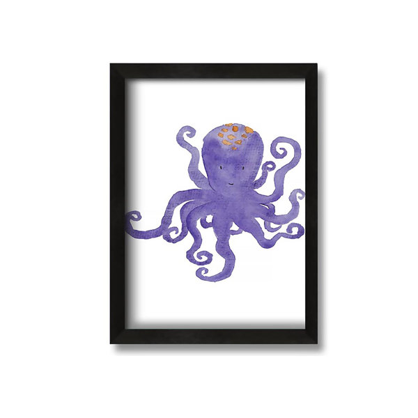 Highland Dunes Purple Octopus Framed Print | Wayfair.co.uk