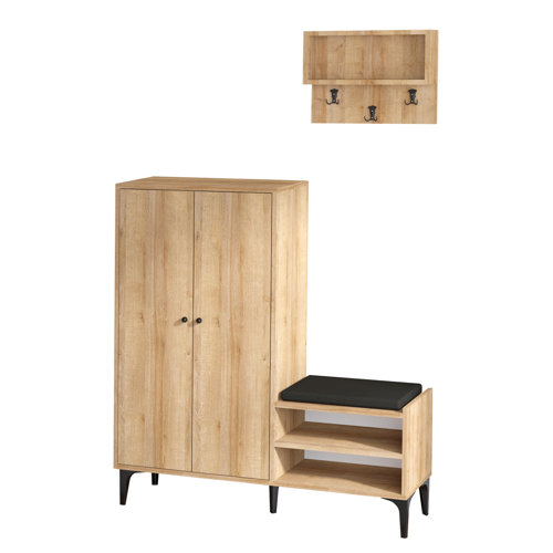 East Urban Home 19.69'' Wide Hall Tree with Bench and Shoe Storage ...
