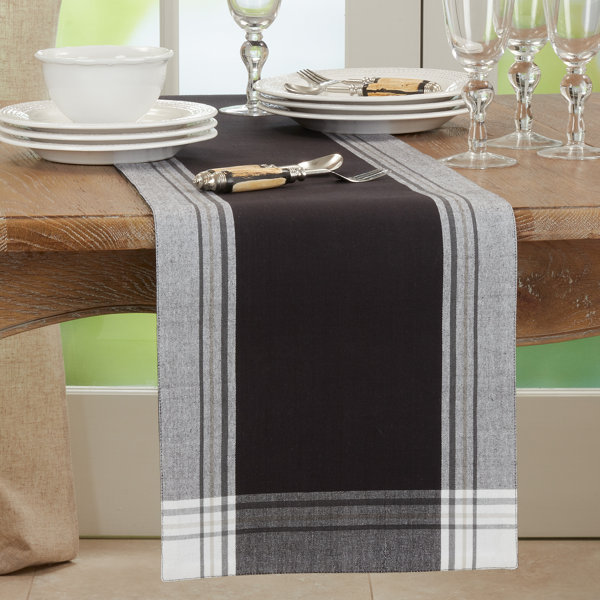 Saro Rectangular Striped Table Runner & Reviews | Wayfair