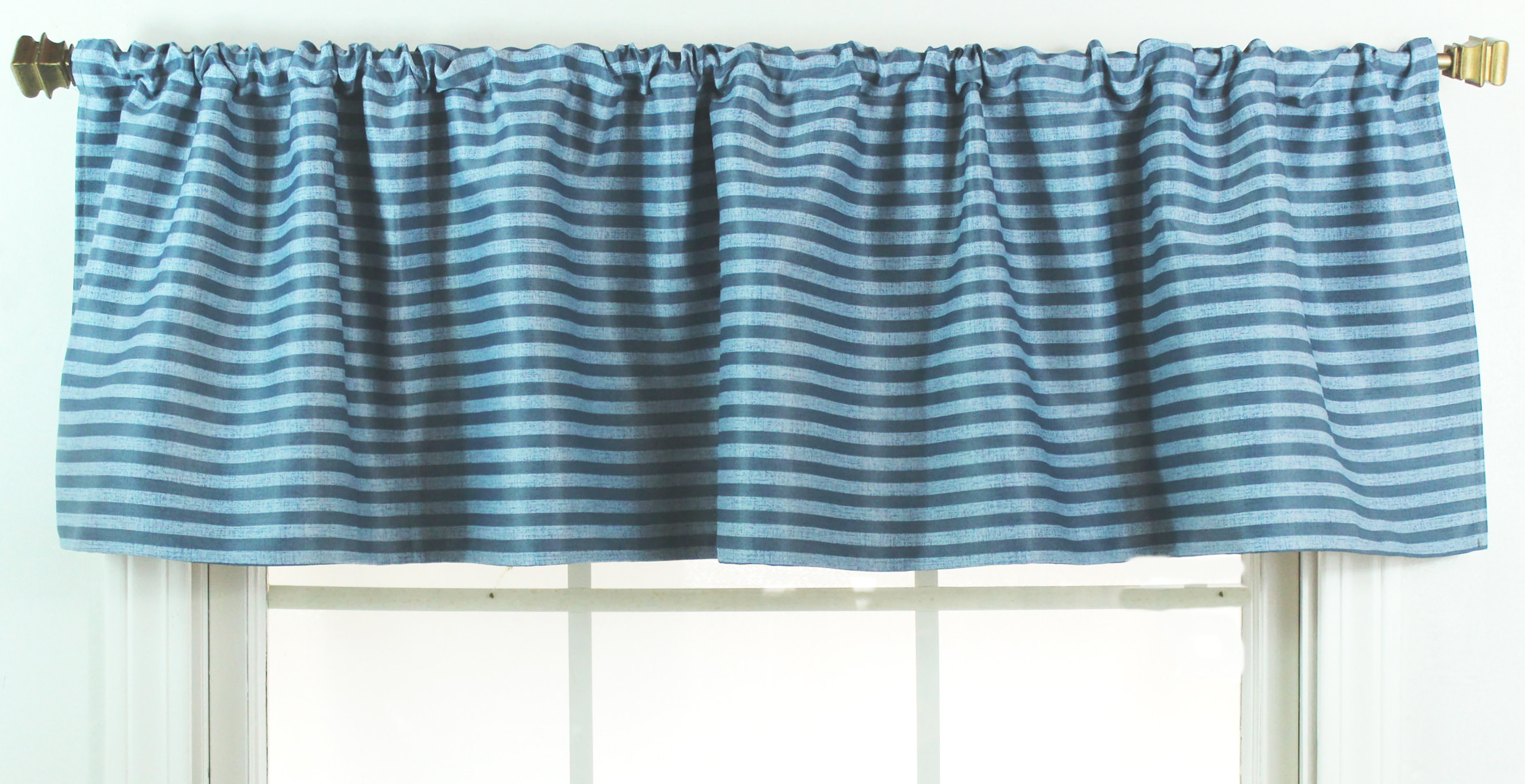 Breakwater Bay Striped Cotton Tailored 50'' Window Valance in Sky Blue ...