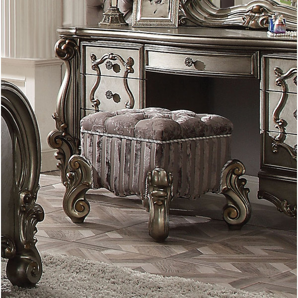 Simple Relax Fabric Vanity Stool In Ivory And Bone White | Wayfair