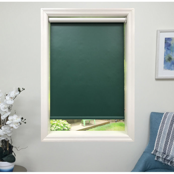 Ebern Designs Blackout Green Roller Shade | Wayfair