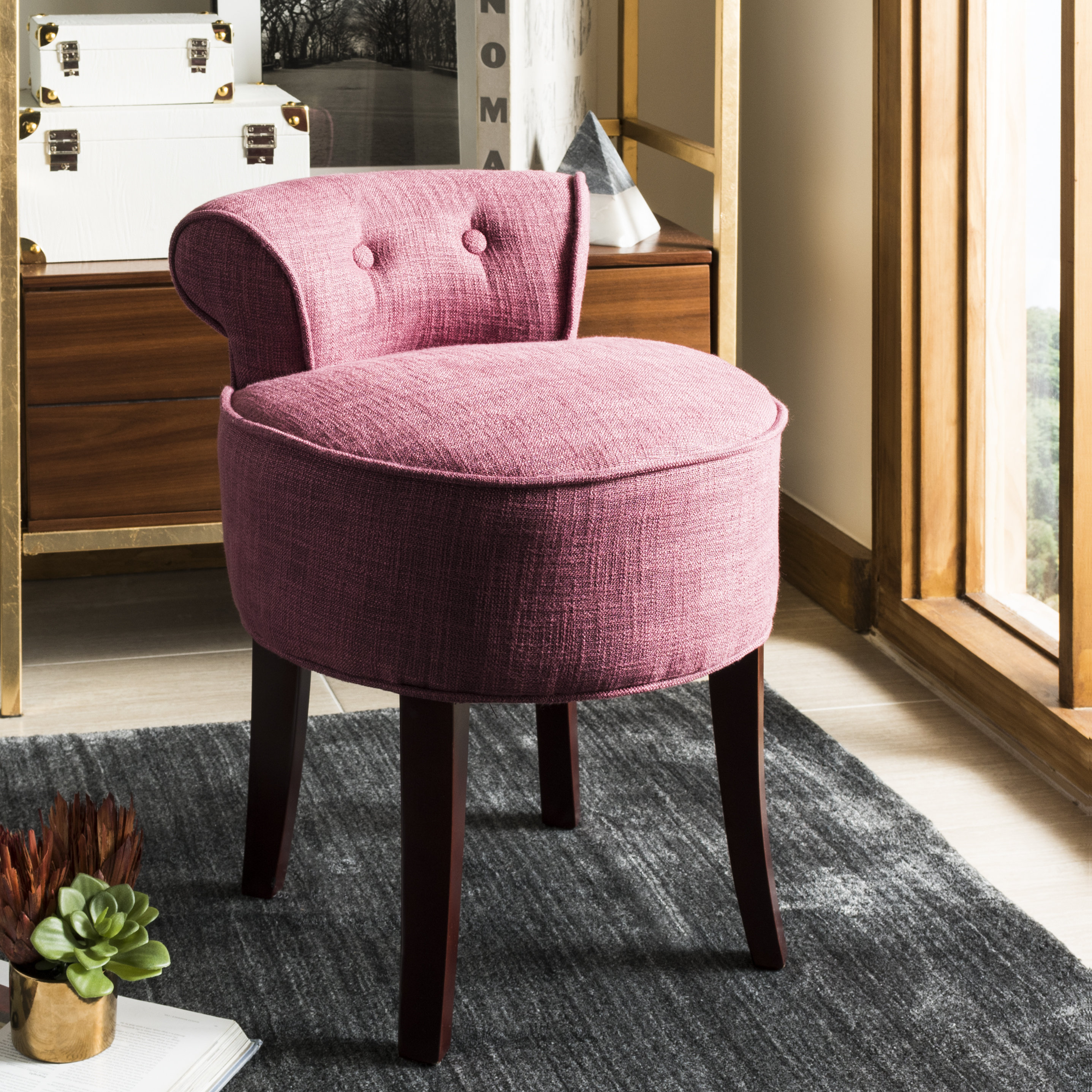 Darby Home Co Vanity 22.8'' Tall Solid Wood Vanity Stool & Reviews ...