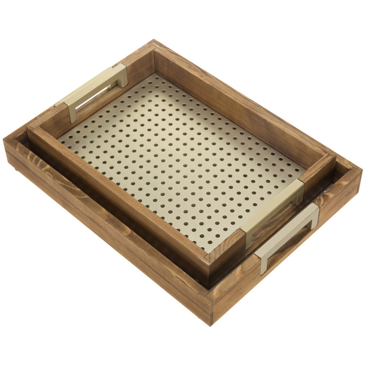 Gracie Oaks Kinneret 2 Piece Stackable Serving Tray Set | Wayfair