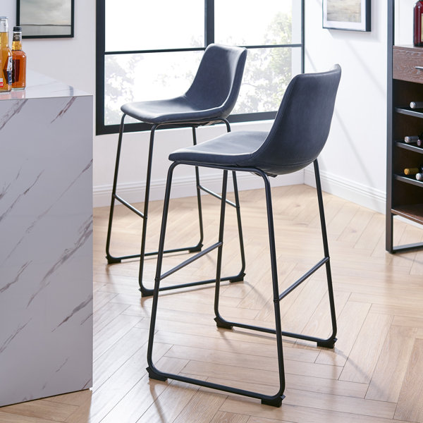 Navy Blue Leather Bar Stools | Wayfair