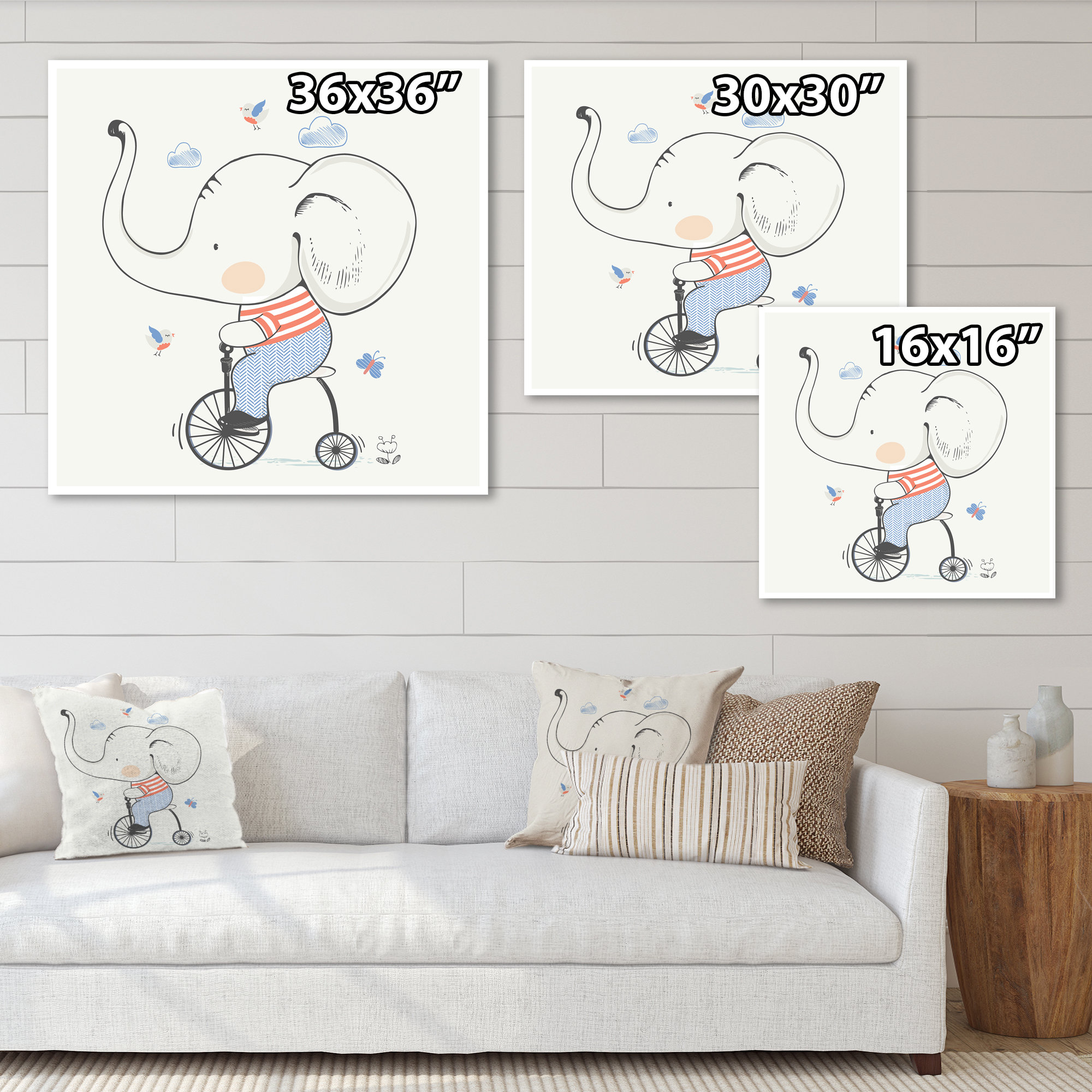 Zoomie Kids Cute Baby Elephant Bicycle Cartoon - on | Wayfair
