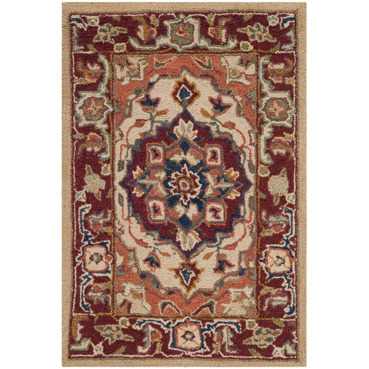 Lark Manor Hollander Handmade Looped/Hooked Wool Red / Ivory Rug ...