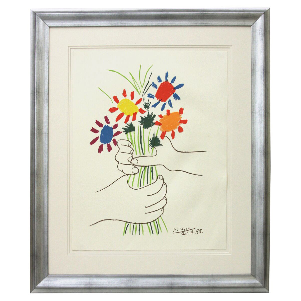 Vault W Artwork Hands With Flowers by Pablo Picasso - Picture Frame ...