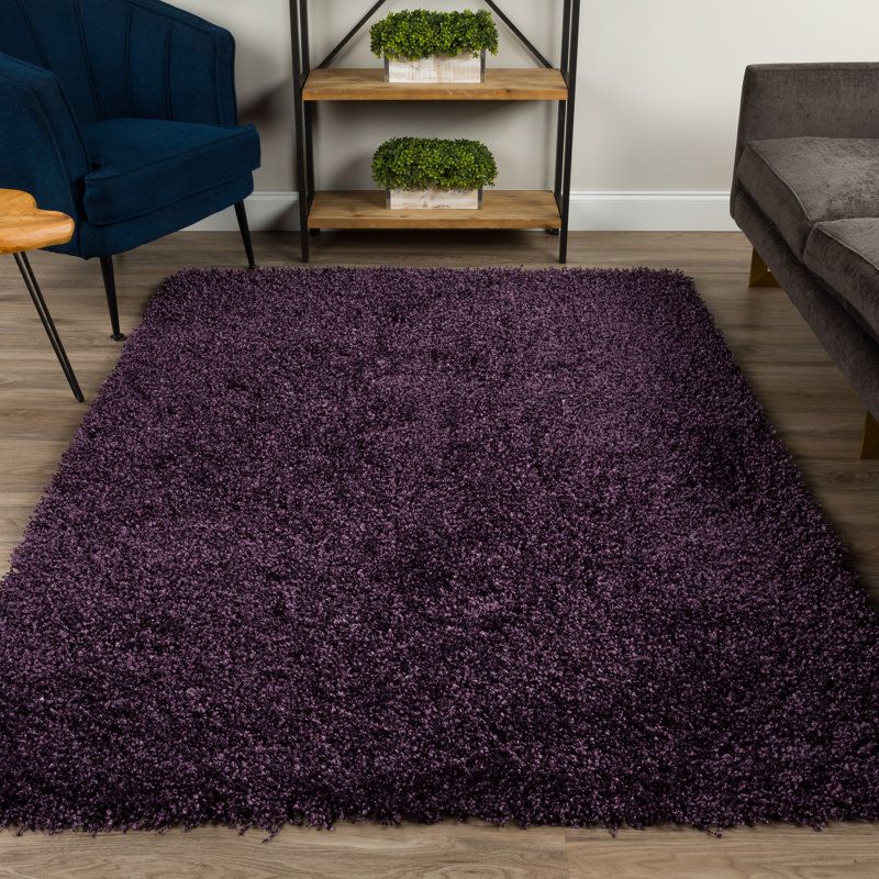 Winston Porter Stjohn Shag Plum Area Rug & Reviews | Wayfair
