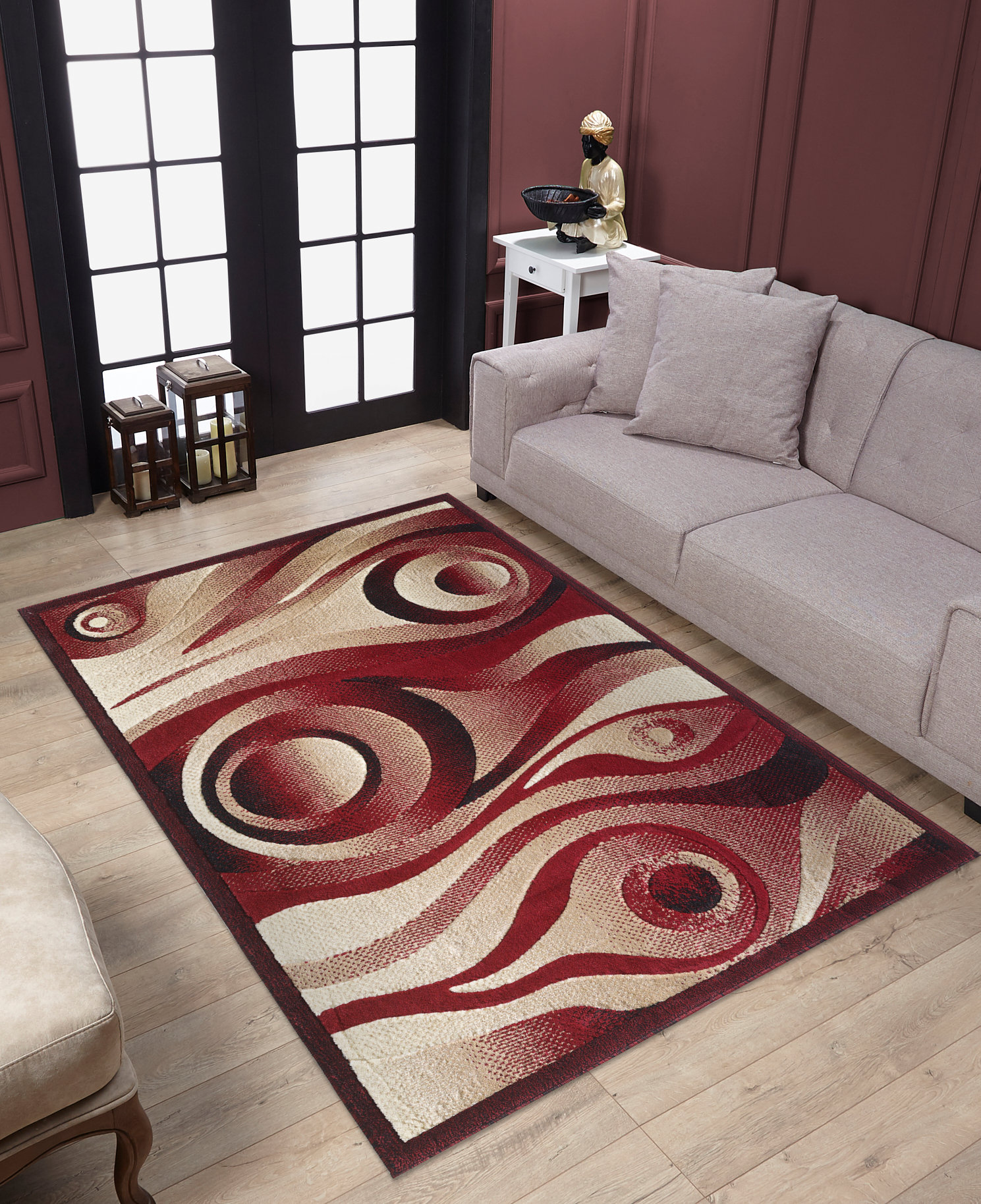 JENIN HOME FURNISHING Machine Woven Performance Red/Beige Rug | Wayfair