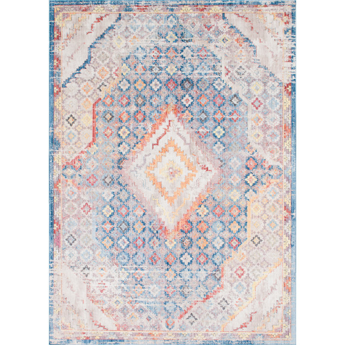 Bungalow Rose Rosamonde Oriental Blue/Orange Area Rug & Reviews | Wayfair