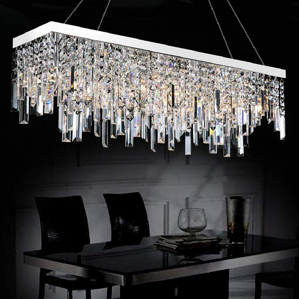 Everly Quinn Contemporary Rectangle Crystal Chandelier Modern Linear ...