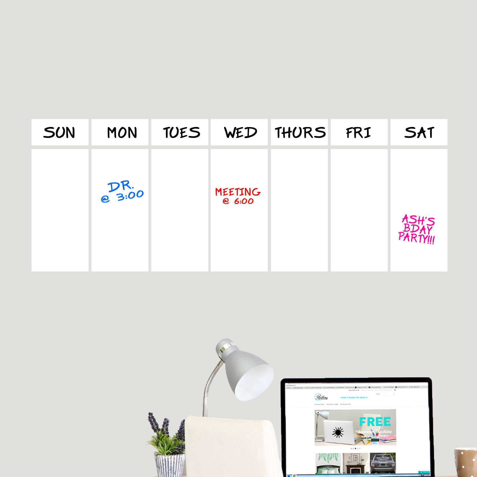 SweetumsWallDecals This Week Dry Erase Calendar Printed Wall Decal ...