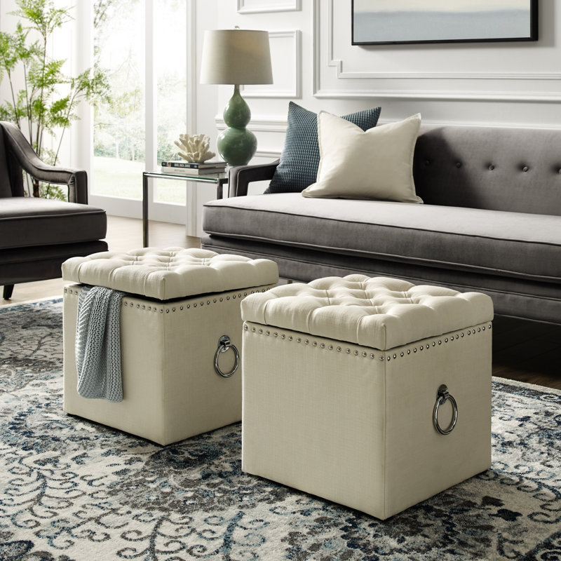 Mercer41 Mcclelland 18" Wide Tufted Square Ottoman with Storage ...