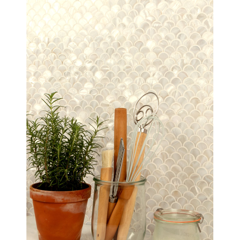 WS Tiles Mother Of Pearl 1" x 1" Seashell Fish Scale Wall Mosaic Tile ...