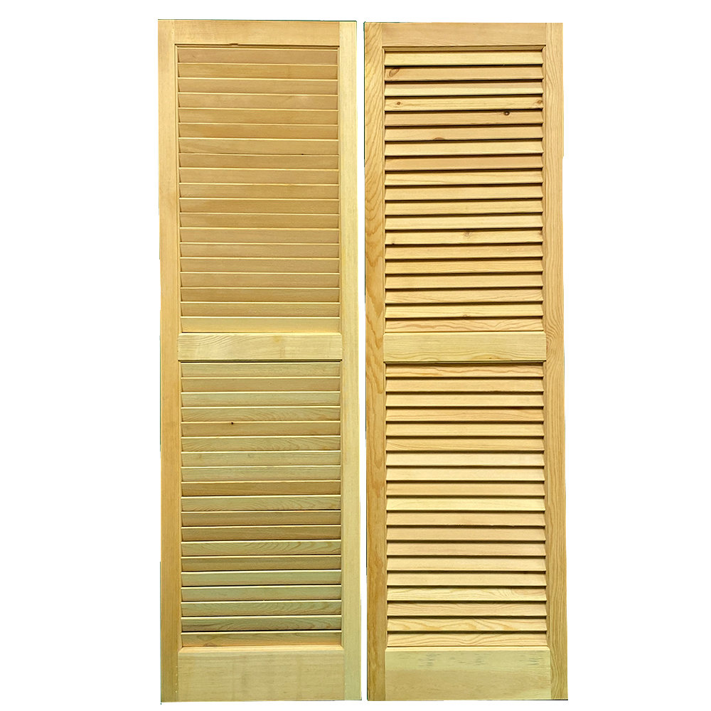 Cedar Green Solid Wood Louvered Shutter Pair & Reviews | Wayfair