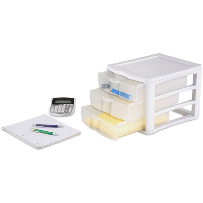 Sterilite ClearView Compact Stacking 3 Drawer Storage Organizer System ...
