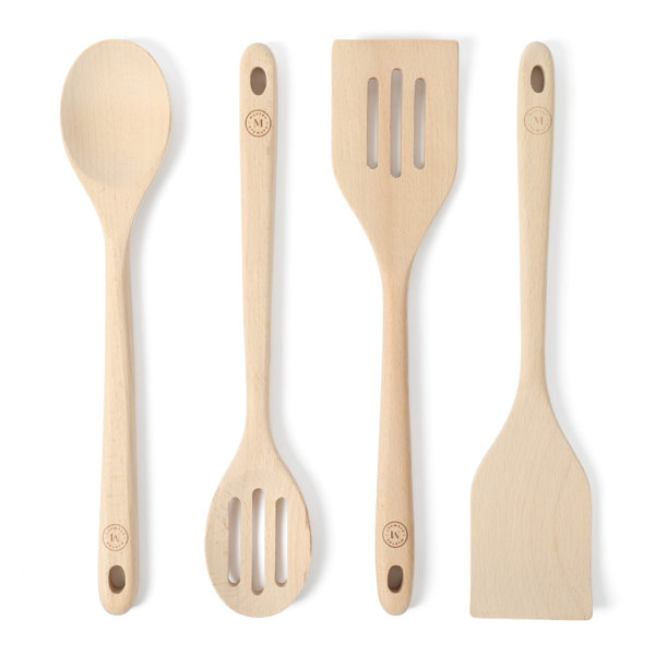 Martha Stewart Bainford 4-Piece Wooden Kitchen Tool Set - Olive | Wayfair